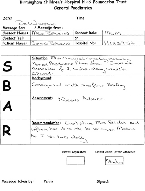 Handover and note-keeping: the SBAR approach | Semantic Scholar