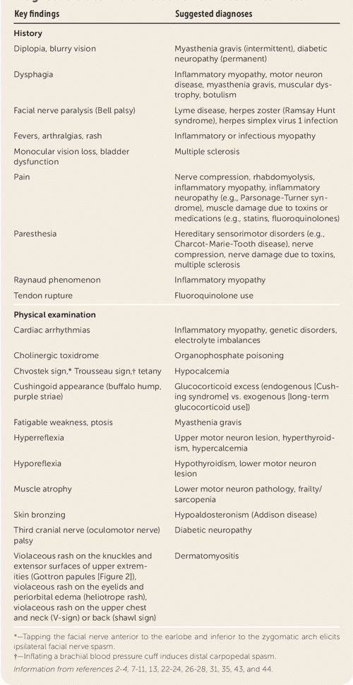 Table 1 from Muscle Weakness in Adults: Evaluation and Differential ...