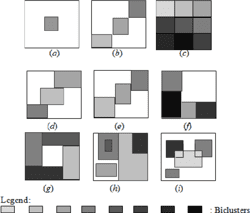 Table 1 from Block Mixture Model for the Biclustering of Microarray Data | Semantic Scholar
